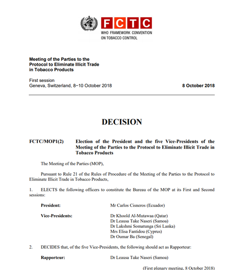 FCTC/COP7(6) Status of the Protocol to Eliminate Illicit Trade in ...